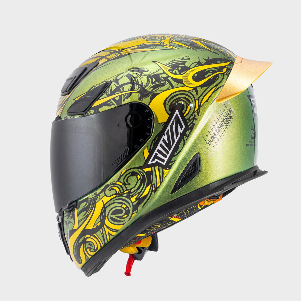 Demon - Gator Green Helmet | Composite Fiber Helmet in India @1350g by Tiivra